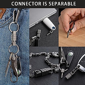TISUR Titanium Quick Release Keychain,Pull Apart Detachable Key Chain,Swivel Clasps for Jewelry Necklace Bracelet Making,EDC Multitool for Men Women (Matte quick release keychain)