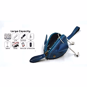 Genuine Leather Mouse Coin Purse Wallet, Womens Change Purse with Zipper, Cute Soft Leather Coin Pouch Mini Size (Blue)