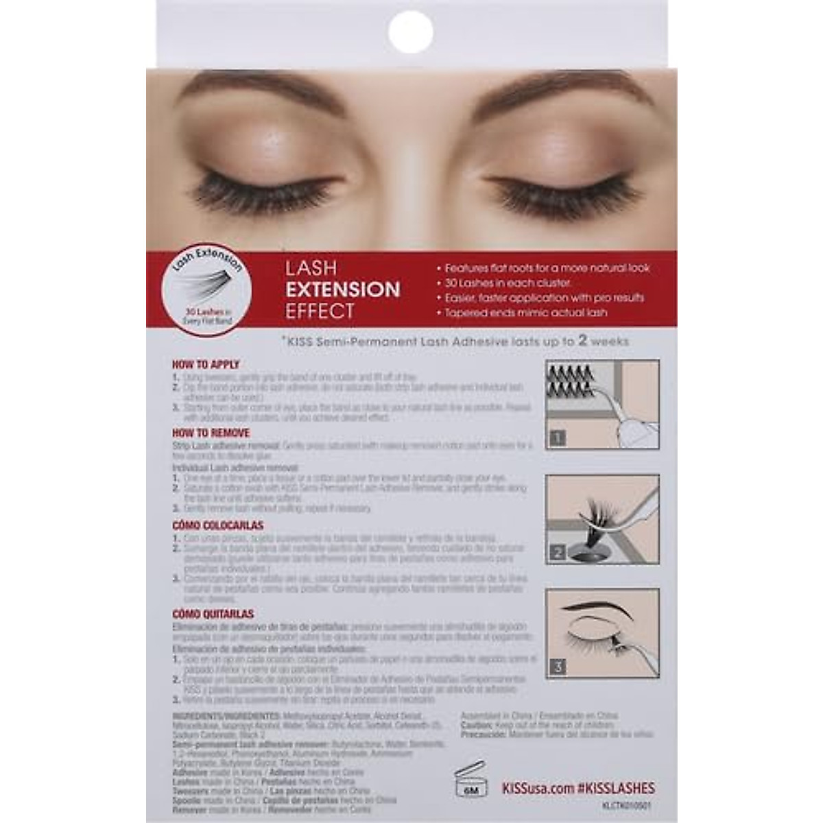KISS Lash Couture Luxtension False Eyelashes, 'Lash Extension Kit', 12 mm, Includes 40 Wisps, Tweezers, Spoolie, Semi-Permanent Lash Adhesive And Remover, Contact Lens Friendly, Easy to Apply, Reusable Strip Lashes