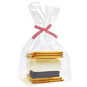 Yotelab Smores Bags, Flat Bottom Cellophane Bags, 4x2x8 Inches Gusseted Cellophane Bags With Paper Insert,100 Pieces
