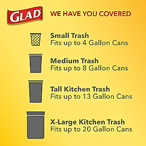 GLAD Small Kitchen Trash Bags, - 4 Gallon Trash Bag for Kitchen, Lemon Fresh Bleach Scent, Odor Eliminator, Leak Protection, 80 Count
