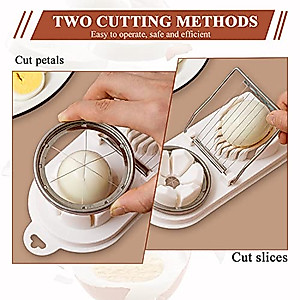 Egg Slicer for Hard Boiled Eggs, Kitchen Egg Cutter Wire Egg Cutter Heavy Duty Egg Cutter Dishwasher Safe, 2 in 1 Stainless Steel Egg Slicer Cutter for Strawberries, Kiwis, Sausage