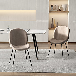 Giantex Dining Chairs Set of 2, Velvet Kitchen Chair Set with Metal Base, Max Load 330 Lbs, Armless Dining Side Chair with Padded Seat, Upholstered Modern Accent Dining Room Chairs