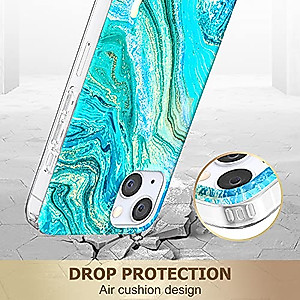 MATEPROX Compatible with iPhone 13 Mini Case iPhone 12 Mini case,Marble Design Slim Thin Stylish Geometric Cover(Frosted Green)