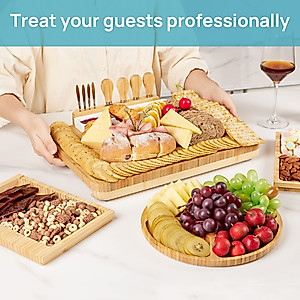 Vtopmart Large Charcuterie Boards, Bamboo Cheese Board & Knife Set, Unique New Home House Warming Gifts Anniversary Wedding Gifts for Couple,Bridal Shower for Women