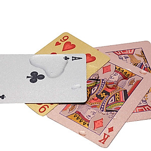 Jucoan 6 Decks of Playing Cards, Waterproof Plastic Poker Cards, Gold Foil Playing Cards for Party Game, Poker Size, Standard Index, (2 Gold, 2 Silver, 2 Pink)