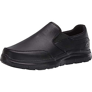Skechers Men's Bronwood Food Service Shoe, Black Leather, 13