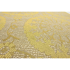 Unique Loom Outdoor Botanical Collection Area Rug - Medallion (4' 1" x 6' 1" Rectangle, Yellow/ Beige)