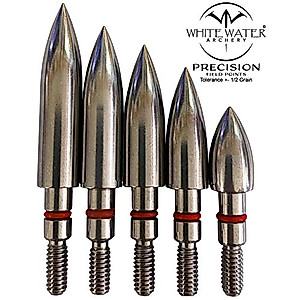 White Water Archery Precision Stainless Steel Field Practice Points 5/16" Dia (125 Grain)