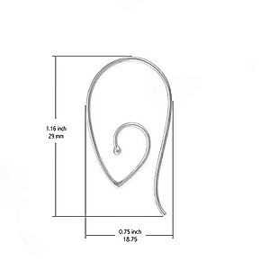 Boma Jewelry Sterling Silver Teardrop Pointed Spiral Pull Through Wire Hoop Earrings