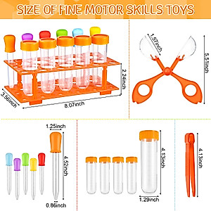 Weewooday 14 Pieces Jumbo Test Tubes Set, Science Learning Tools for Kids, Includes 5 Jumbo Test Tubes, 6 Silicone Liquid Droppers, 1 Storage Stand, 1 Plastic Tweezer, 1 Plastic Scissors Handy Scooper