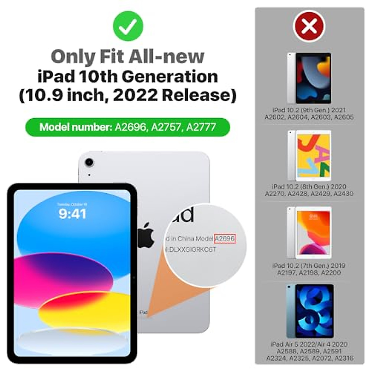 MoKo for iPad 10th Generation Case iPad 10.9 Inch Case 2022 with Pencil Holder, Multi-Angle Viewing iPad Case 10th Generation with Soft TPU Back Hand Strap for iPad 10th Gen 2022, Marble Purple