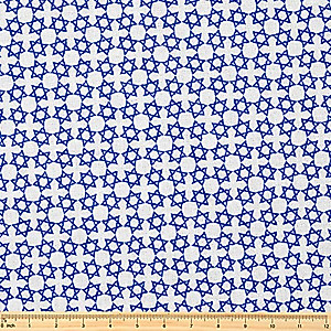 Fabric by The Yard [ 58" inches x 1 Yard ] Decorative Fabric for Sewing Quilting Apparel Crafts Home Decor Accents (Jewish Stars Blue Pattern)