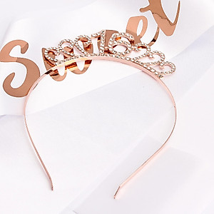 CIEHER Birthday Sash and Crown for Girls,Sweet 16 Sash & Rhinestone Tiara Set,Birthday Gifts for Girls,Tiara Girl Hair Accessories,Party Supplies Favors Decorations