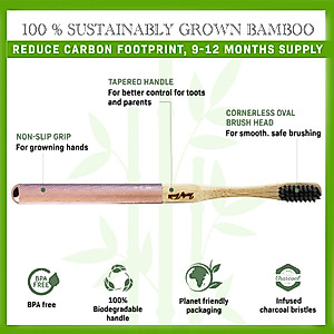 Replaceable Bamboo Toothbrush Aluminum Handle - BPA Free, Soft Bristles | Eco-Friendly, Biodegradable, Compostable, Vegan & Zero Waste | 3 Heads Total | 9-12 Months supply. (COPPER CHARCOAL BRISTLES)