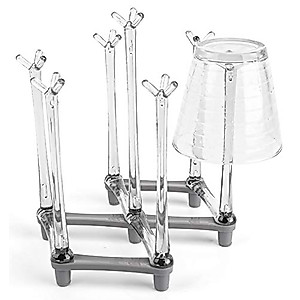 Yesland 2 Pack Retractable Cup Drying Rack, Plastic Non-slip Bottom Mug Tree Holder Organizer Rack Stand for Drinking Glass and Sports Bottle Drainer for Kitchen