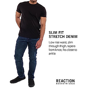 Kenneth Cole REACTION Mens Jeans Slim Fit - 2-Way Stretch Denim Jeans for Men Slim Fit - Mens Blue Jeans 5-Pocket (Jay, 38x30)