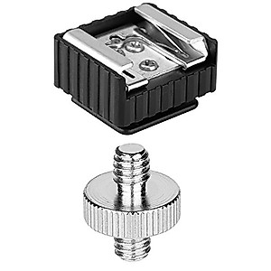Flash Hot Shoe Mount Adapter to 1/4 Thread Hole with 1/4"-20 Male to 1/4"-20 Male Tripod Screw Adapter for Flash Holder Bracket Light Stands Umbrella Holder Flash Bracket,Strong and Solid (Update)
