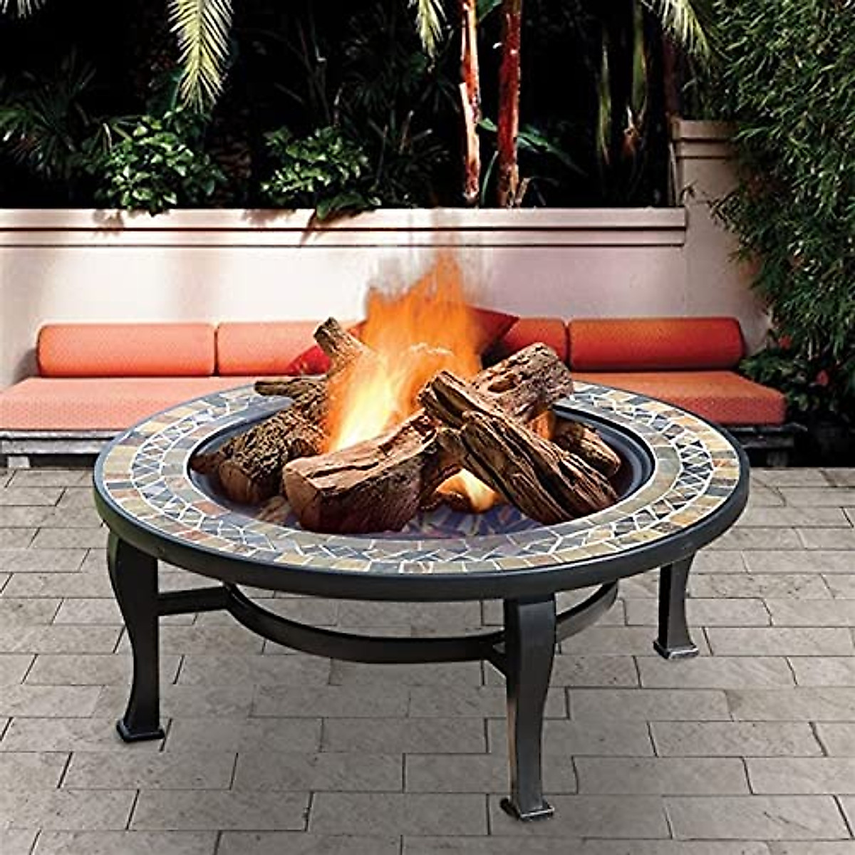 LEAYAN Garden Fire Pit Grill Bowl Grill Barbecue Rack Outdoor Fire Pit Garden Wood Burning Fire Bowl, Portable Outdoor Heating Fireplace, Used for Outdoor Cooking and Campfire