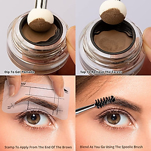 Eyebrow Stamp Stencil kit, Eyebrow Stamp for Perfect Brows, Brow Stamp Kit With 12 Classic Eyebrow Stencils, Eye Brow Stamping Kit, Long-Lasting Waterproof Smudge-Proof (Dark Brown)