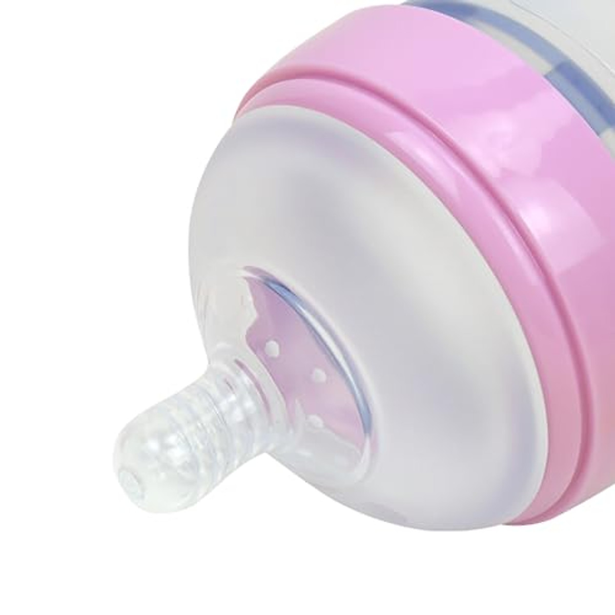 Soft Silicone Baby Feeding Bottle | Anti-Colic, Slow-Flow Nipples, Balanced Base, Natural Shape for Natural Latching and Holding, Easy to Clean, 2-Pack (6 oz, Pink)