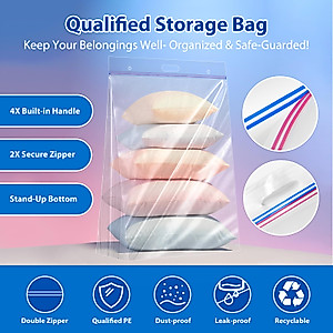 20 Gallon Jumbo Storage Bags, Pack of 3, Clear Plastic Storage Bag with Carry Handle, 24 x 32 Heavy Duty Ziplock Storage Bag Resealable Large Zipper Bag for Moving, Bedding and Travel, 4 Mil Thick