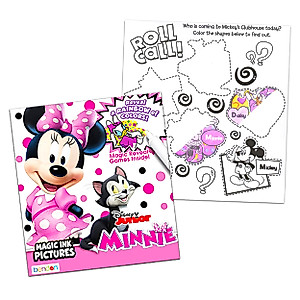 Disney Princess Magic Ink Coloring Book Set - Bundle of 3 Imagine Ink Books for Girls Kids Toddlers Featuring Disney Princess, Moana, and Minnie Mouse with Invisible Ink Pens and Stickers