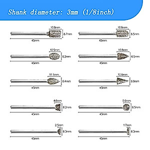 Luo ke 20 Pcs Diamond Burr Set, Stone Carving Sets Diamond Mounted Grinding Bits with 1/8'' Shank for Dremel Rotary Tools (60 Grit)