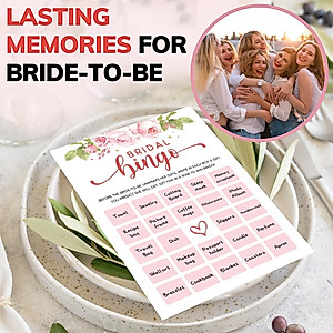 STOFINITY Bridal Shower Bingo Game - 50 Pcs Wedding Shower Game for Guests, Funny Bridal Shower Game for Wedding Reception, Flower Bridal Shower Decorations