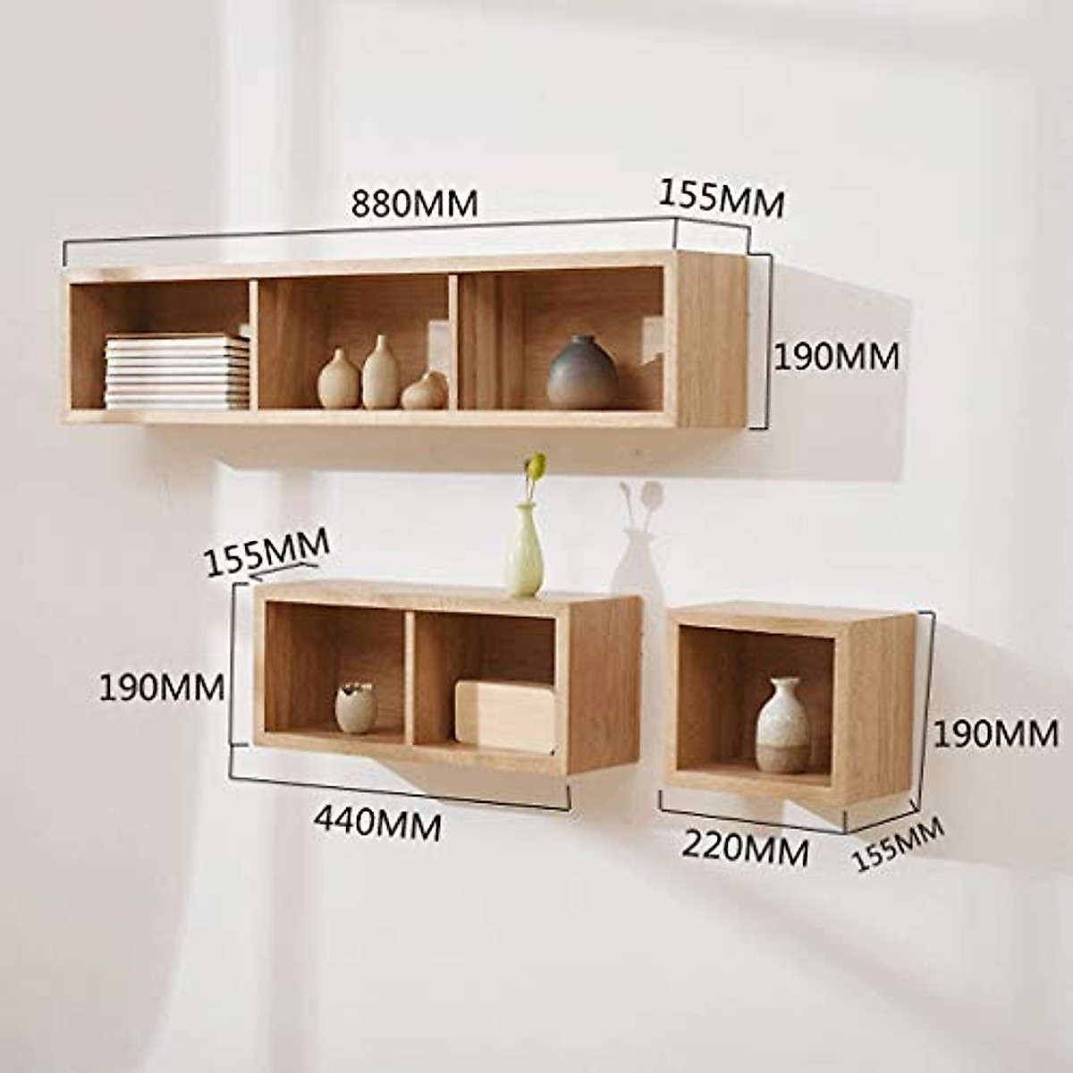 LLRYN Wooden Wall Shelf Floating Shelf for Lobby/Counter/Study/Living Room/Bathroom, Minimalist Style (Size : Single Style)
