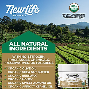 NewLife Naturals Certified Organic Vulva Cream - Menopause Support, Itching Relief, Vaginal Moisturizer & Dryness Solution | All Natural Estrogen Free Intimate Feminine Care - 2 Oz - Made in USA