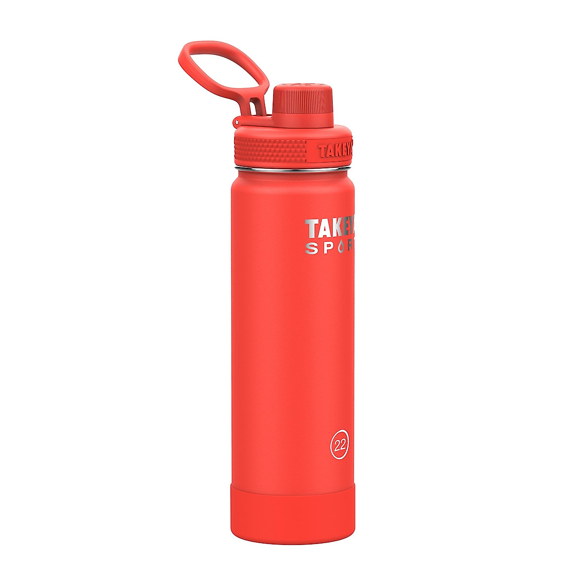 Takeya Sport 22 oz Triple Wall Insulated Stainless Steel Water Bottle With Ice Blocking Spout Lid, Unmatched Quality, 26+ Hours Cold, Pro Fire