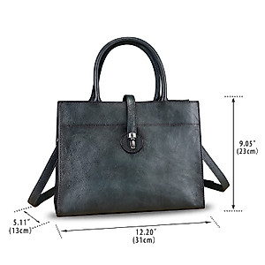 Genuine Leather Top Handle Handbag Purse for Women Vintage Over the Shoulder Bag Handmade Crossbody Satchel Tote (Grey)