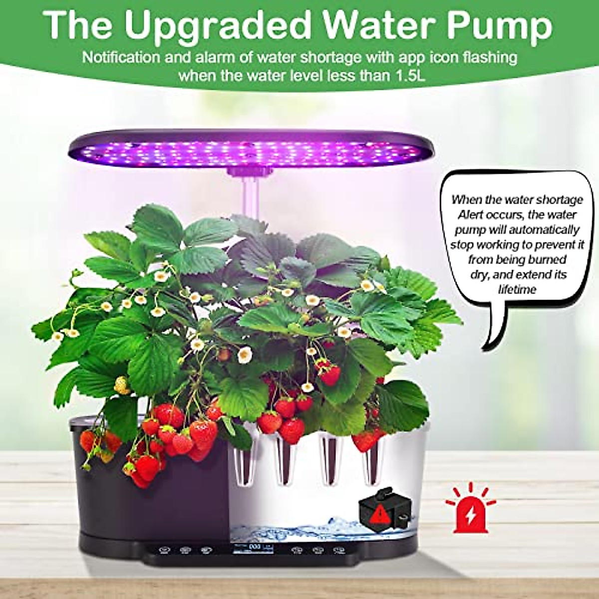 WiFi Smart Garden with 15 Pods,Hydroponic Growing System with Alert and App,Indoor Herb Garden with 30.31 Inches Adjustable Height,Automatic Cycle Timer,Hydroponic Herb Garden Kit for Family Kitchen