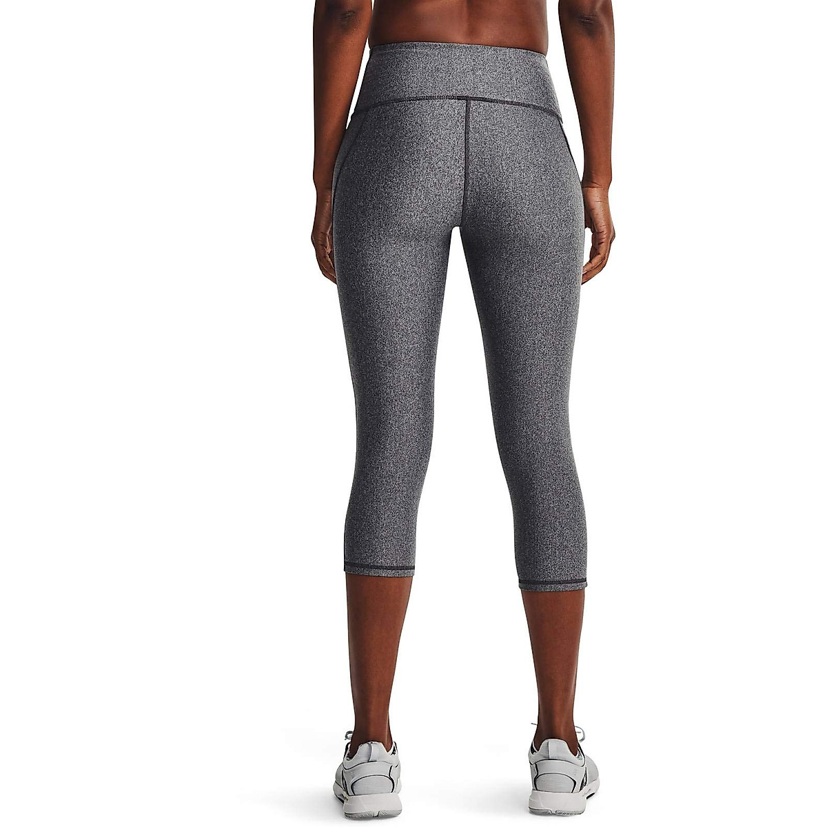 Under Armour Womens HeatGear Armour High Waisted Pocketed No-Slip Capri , Charcoal Light Heather (019)/White , Medium