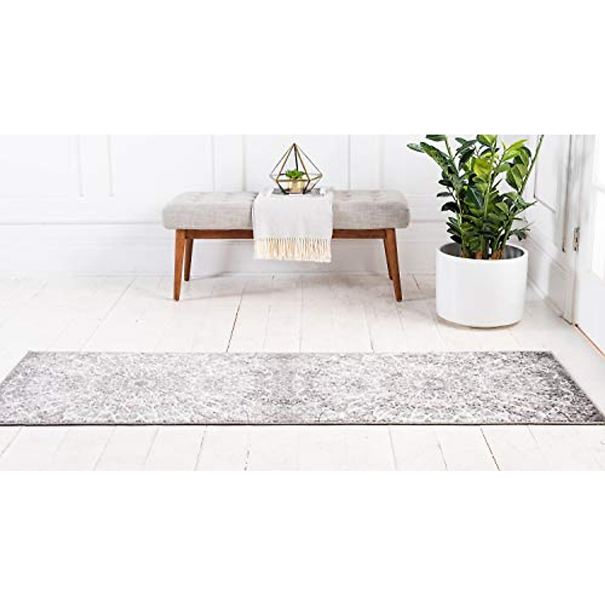 Unique Loom Sofia Collection Area Rug - Grace (2' x 13' 1" Runner, Dark Gray/ Gray)