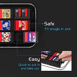 MoKo Game Card Case Compatible with Nintendo Switch, Switch Game Storage Box with 12 Game Cartridges Hard Protective PC Shell Holder - Black