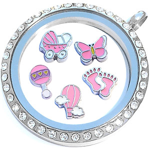 NewCharms April Heart Connector Italian Charm Set