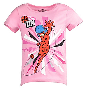 Miraculous Ladybug Cat Noir Rena Rouge Big Girls 3 Pack Graphic T-Shirts Black/Pink/Red 10-12