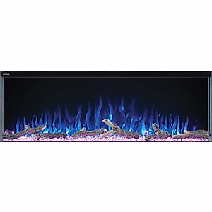 Napoleon Trivista Primis 60 3-Sided Electric Linear Fireplace - Built-in Design - Multi-Color Flames with Large Crystal Cubes and Natural Looking Birch Logs - NEFB60H-3SV