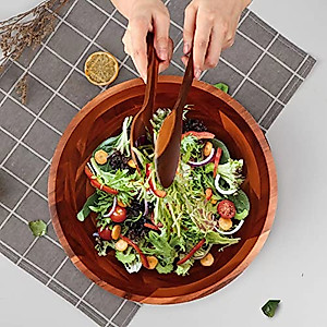 Acacia Wood Salad Severs, 12inch Salad Tongs with Large Spoon and Fork for Tossing and Serving