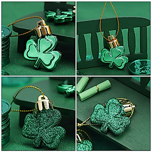 St Patrick's Day 26 Pcs Shamrocks Ornament 2 Pcs Good Luck Clover Banner Hanging Bauble Trefoil Pendant Decoration for Irish Home Garden Party Feast Green Decor