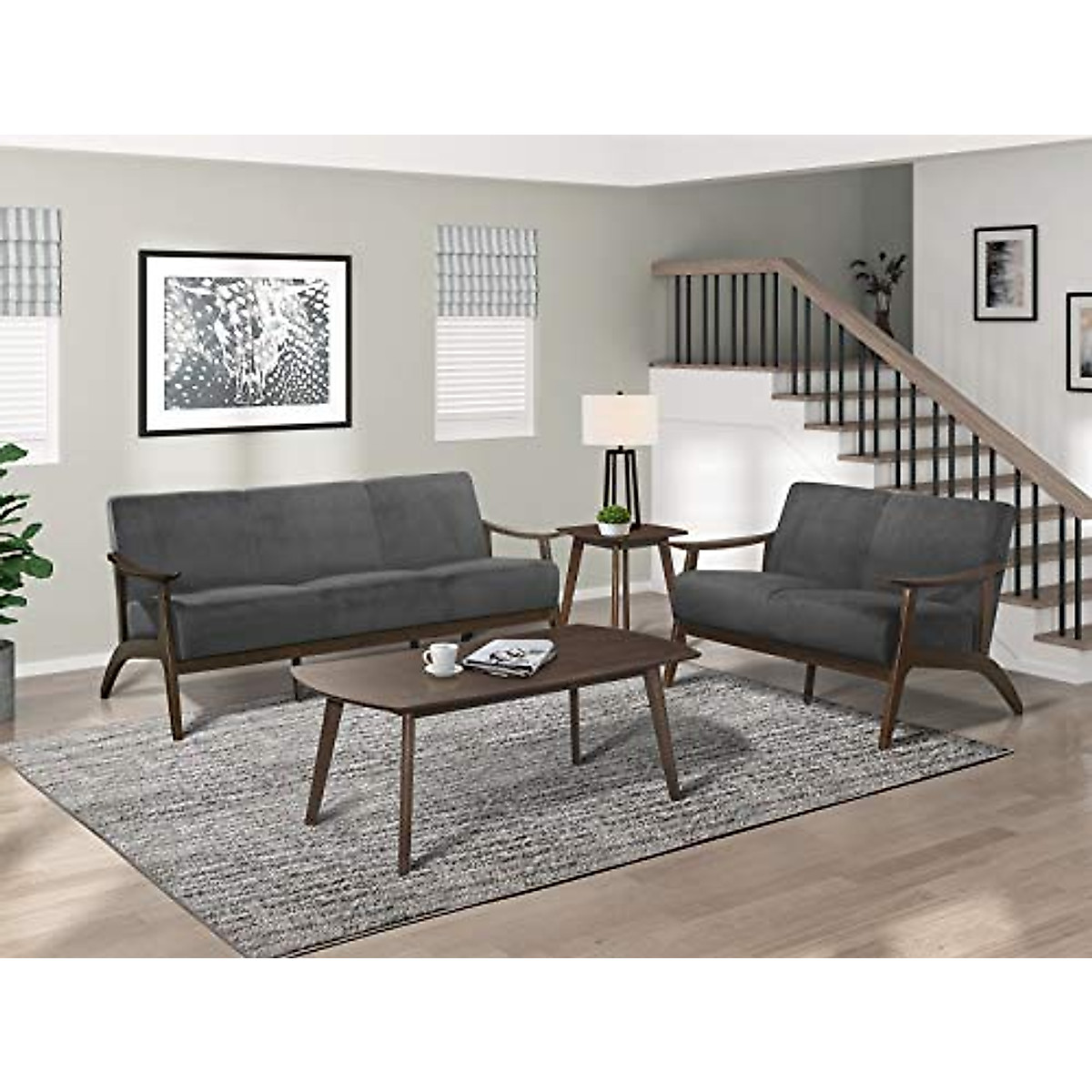 Lexicon Savry Living Room Loveseat, Dark Gray