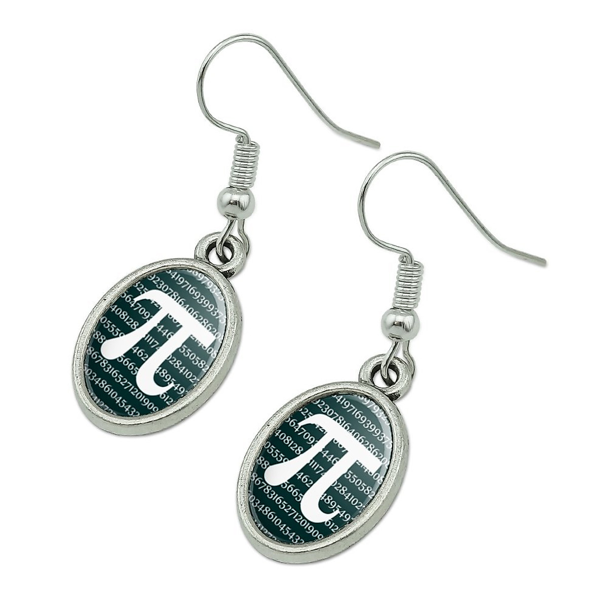 Pi Math Geek Nerd 3.14 Novelty Dangling Drop Oval Charm Earrings