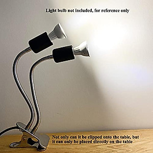 Reptile Clamp Heat Lamp Fixture Holder Turtle Lights with Clip for Reptiles and Amphibian Tanks Adjustable Rotates UVA UVB Bulbs Basking Spot Lamp Pet Heating Lamp (Dual Heads 1 Pack)