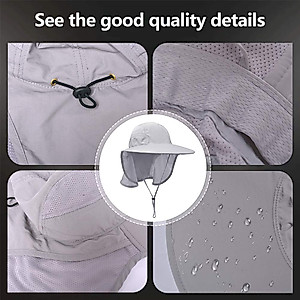 lenikis Unisex Outdoor Activities UV Protecting Sun Hats with Neck Flap Grey