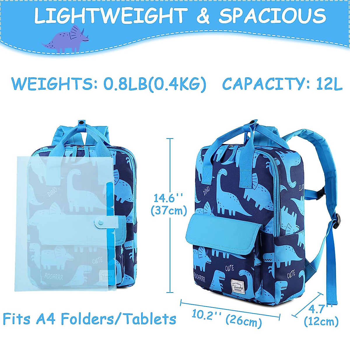 VASCHY Boys' Daypack Backpacks, Deep Blue