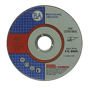 Benchmark Abrasives 5" Pro Metal Self-Sharpening Steel Cutting Cutoff Wheel 0.045" Thick 7/8" Arbor, Angle Grinder Wheel, Aluminum Cutting Grinding Wheel- 25 Pack