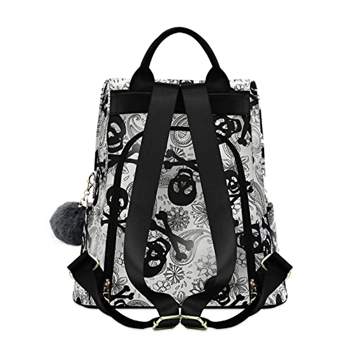ALAZA Skull Black Gothic Backpack Purse for Women Anti theft Back Pack with Adjustable Straps Grunge Style Shoulder Fashion Bag Travel Handbag