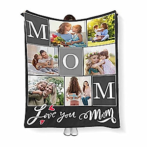 MyPupSocks Personalized Mom Gifts for Mothers Day Best Grandma Letter Blanket for Mom Mother's Day Blanket with Photos